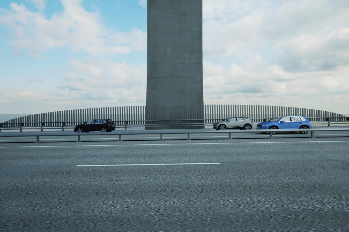 Wind screens on the Storebælt Bridge to enhance safety in strong winds